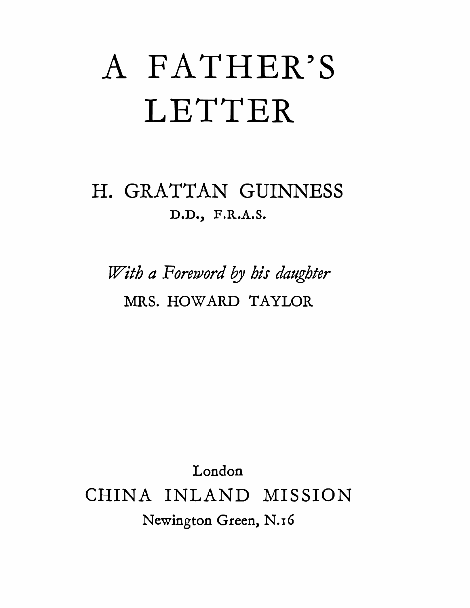A Father's Letter | Plymouth Brethren Archive